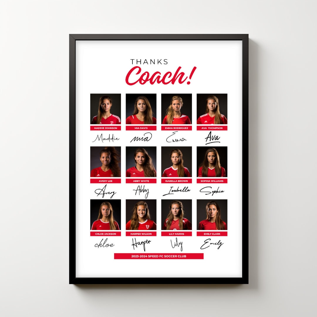 Coach Gift Team Poster, Canva Template, Personalized, Easy Edits, Print ...