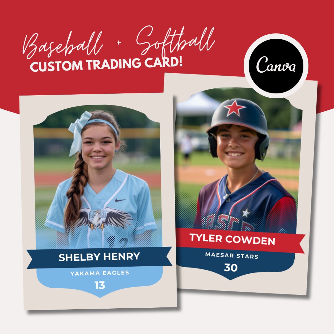 Baseball Card Custom Template, Canva Baseball Softball, Editable ...
