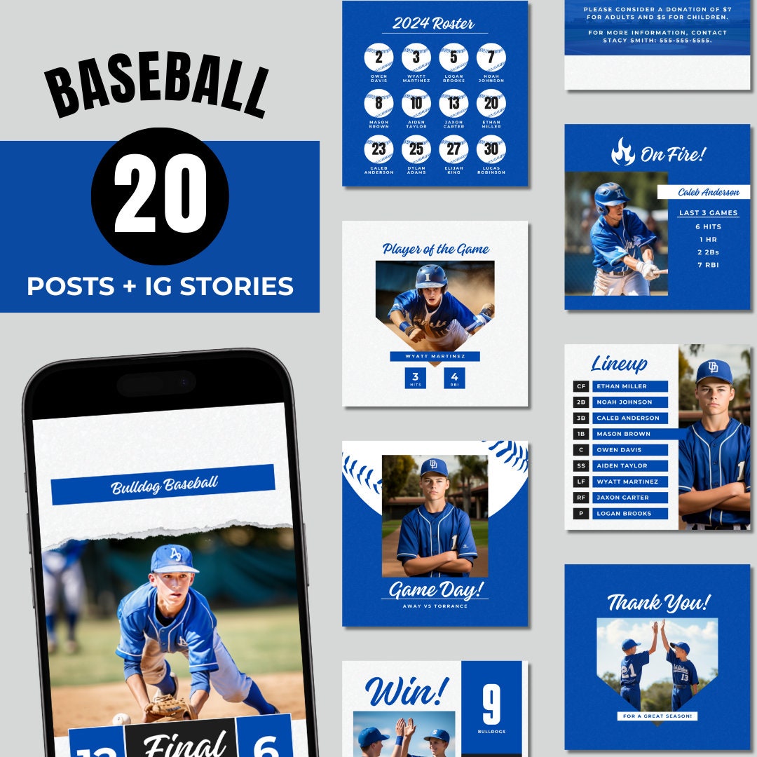 Baseball Social Media Kit: Canva Templates for Teams (digital Download ...