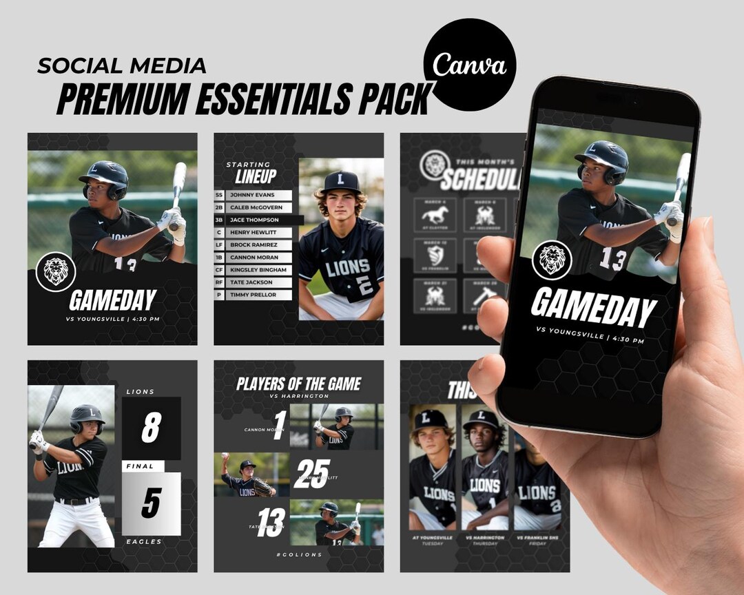 Baseball Social Media Templates: Canva Season Bundle (digital Download ...