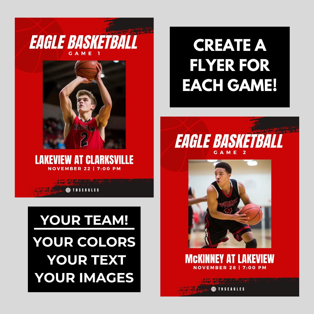 Basketball Team Schedule & Game Flyer Canva Templates (digital Download ...