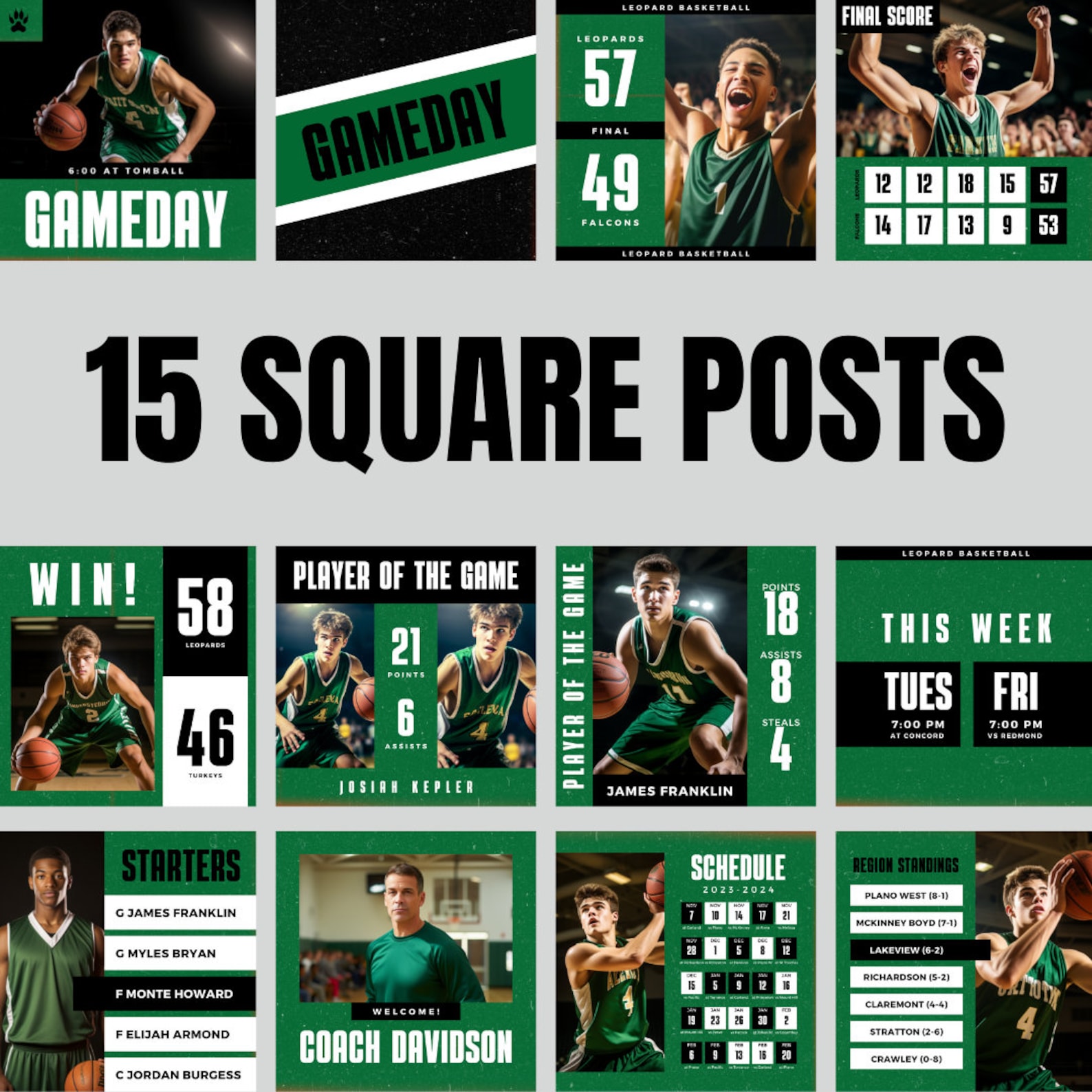 Basketball Canva Templates Sports Social Media Team - Etsy