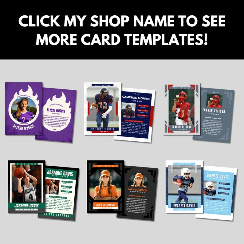 Custom Baseball Card Canva Template: Editable Sports Design (digital ...