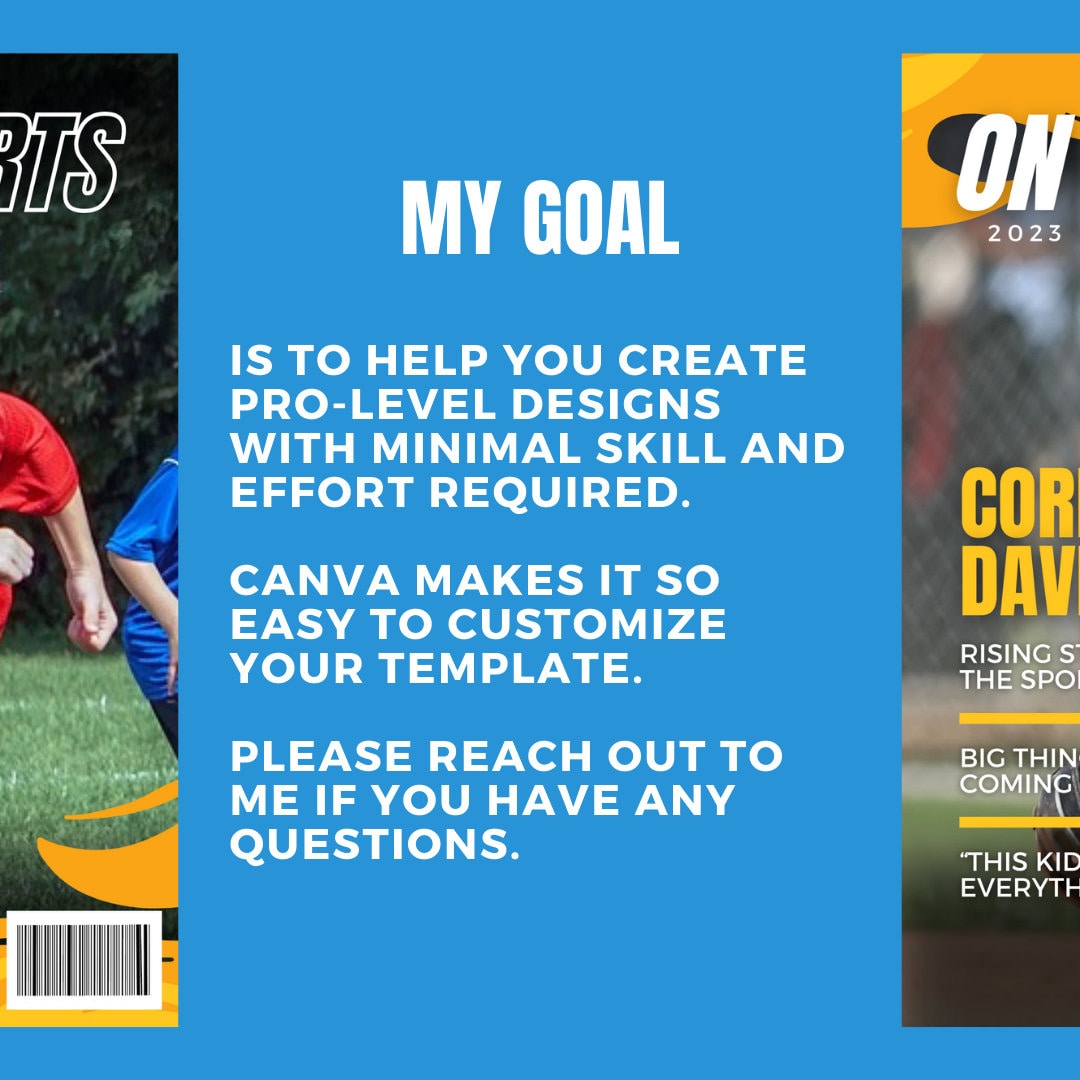 Custom Sports Magazine Cover, Canva Template, Digital Download, Youth ...