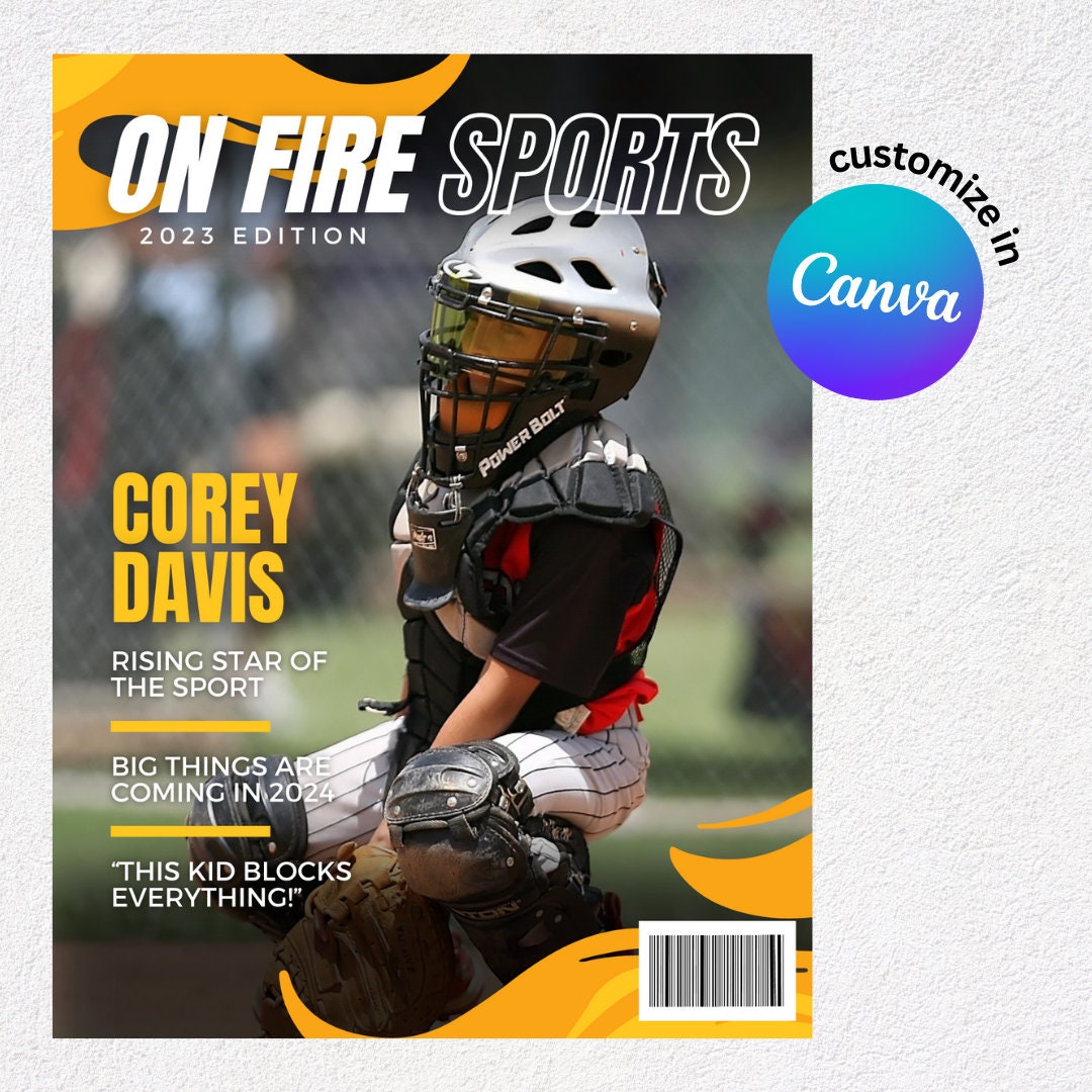 Custom Sports Magazine Cover, Canva Template, Digital Download, Youth ...