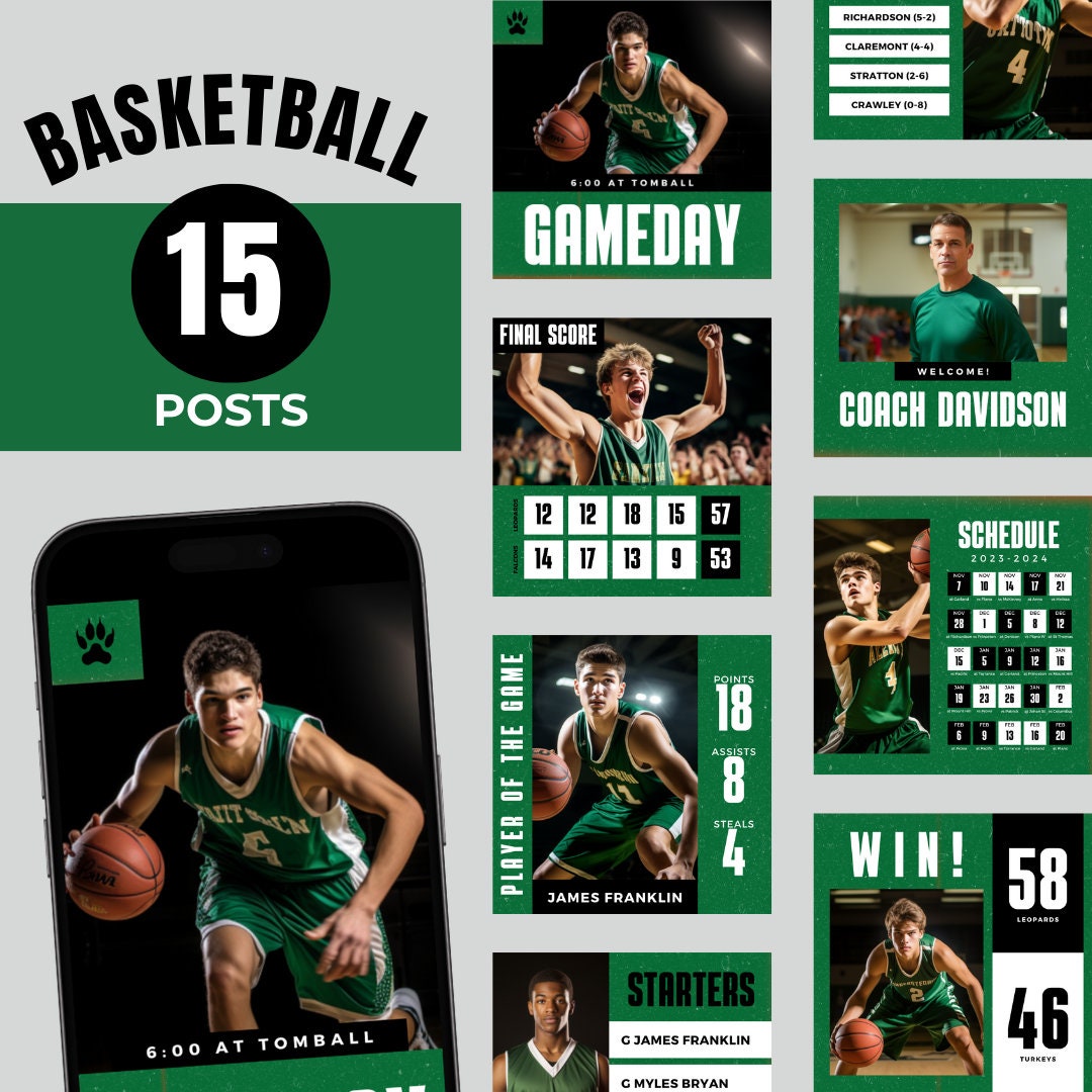 Basketball Canva Templates, Sports Social Media, Team Instagram Posts ...
