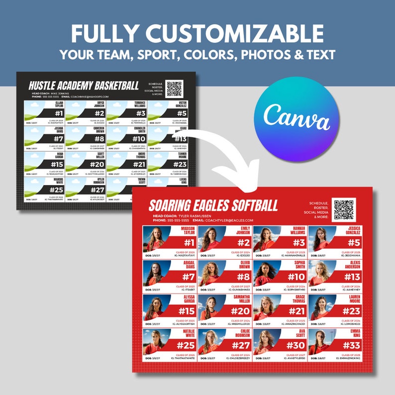 Team Recruit Roster Template: Customizable Athlete Profile (canva ...