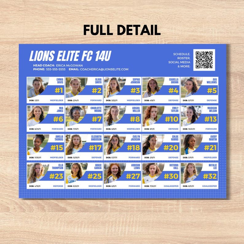 Editable Team Roster Template: Canva Recruiting Sheet (20 Player) - Etsy