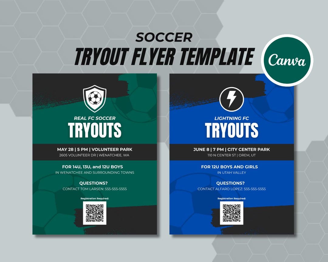 Soccer Team Tryout Flyer, Canva Template, Club Team Announcement ...