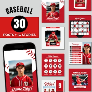 Baseball Canva Templates, Social Media Kit, Square Posts and Instagram ...