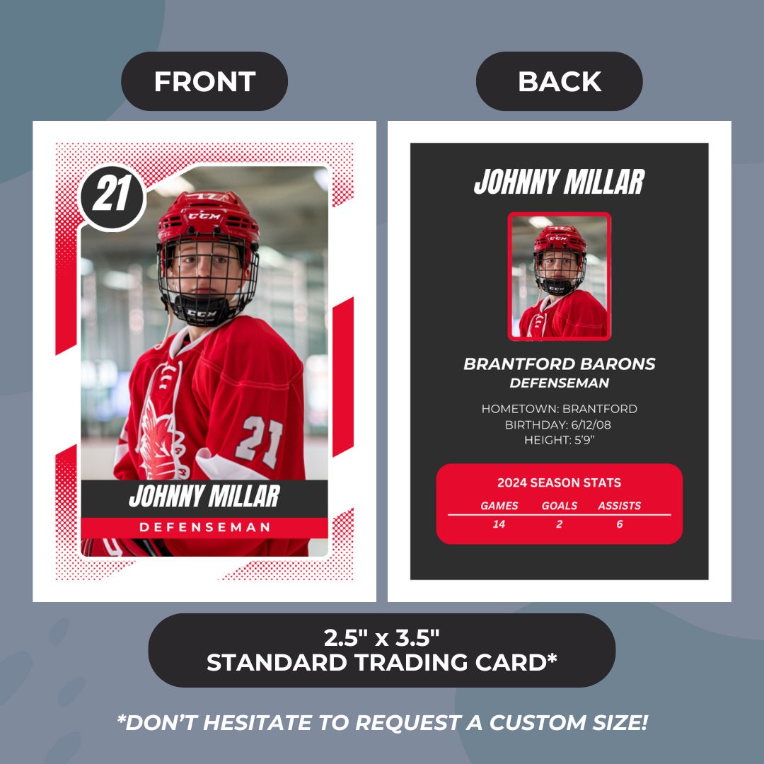 Custom Hockey Card Template: Drag & Drop Canva Design (printable) - Etsy