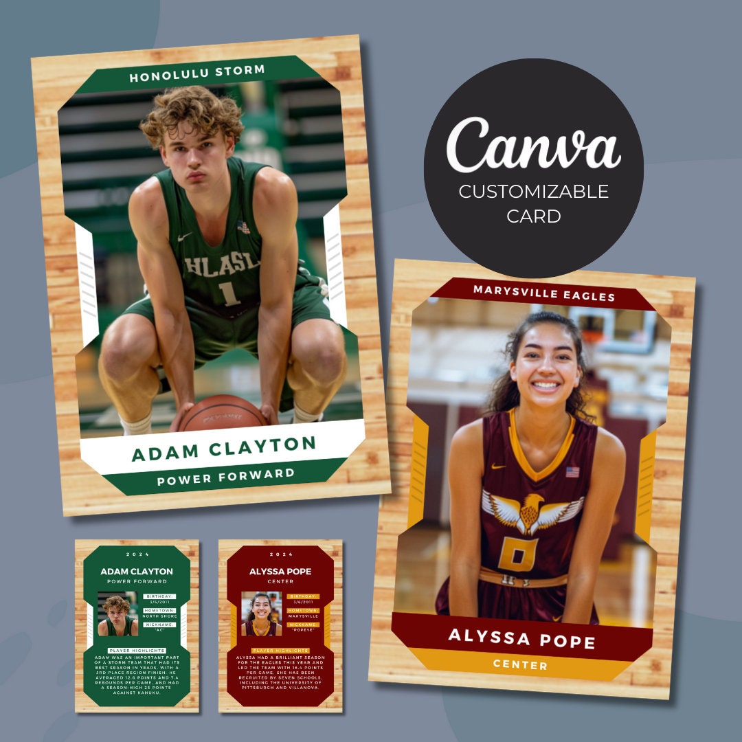 Custom Basketball Card, Canva Template, Sports Trading, Easy Edits ...