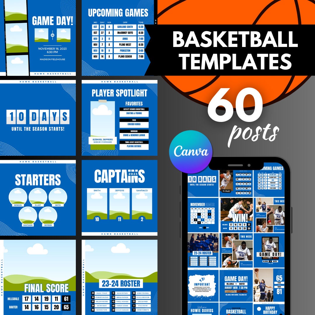 Basketball Social Media Templates, Canva Sports Instagram, Game Day ...