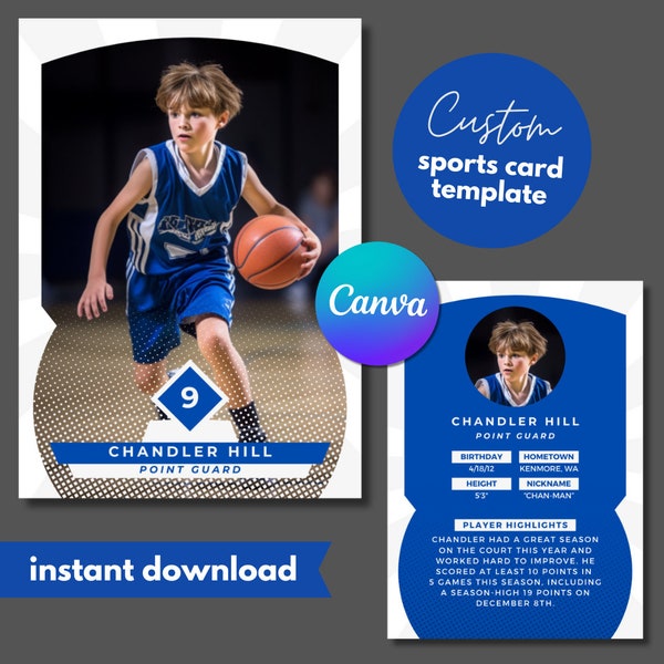 Canva Template Sports Card - Etsy