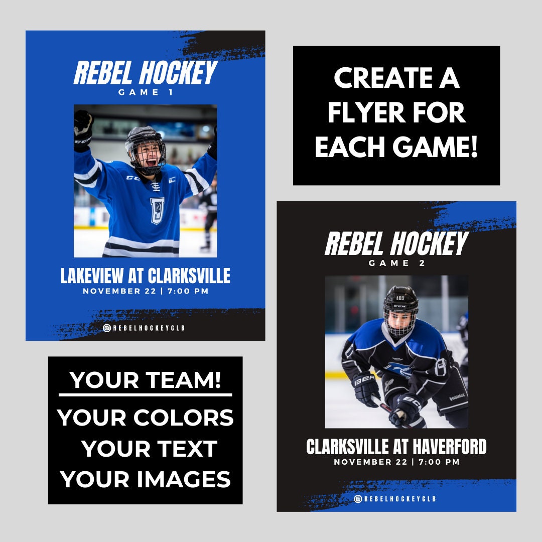 Hockey Team Schedule Template, Easy Edits Canva, Download Flyer, Sports ...