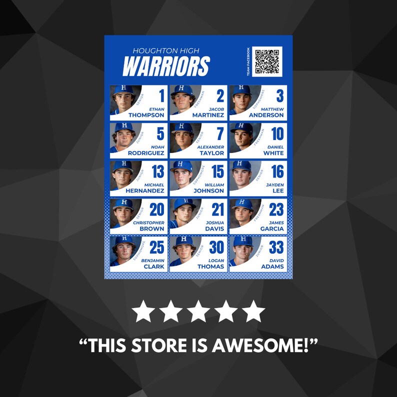 Baseball Team Roster Canva Template: Customizable Sports Recruit Page ...