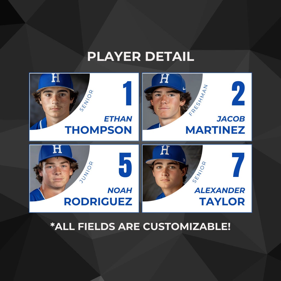 Team Roster Canva Template, Baseball Softball Team, 15 Player + Coach ...