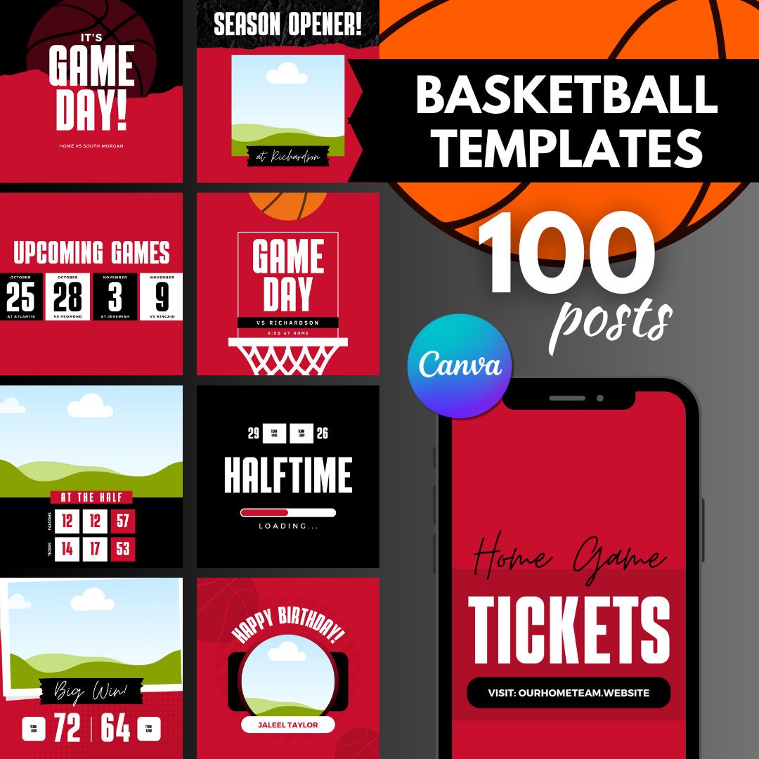 Basketball Canva Templates: Social Media Posts Bundle (100) - Etsy