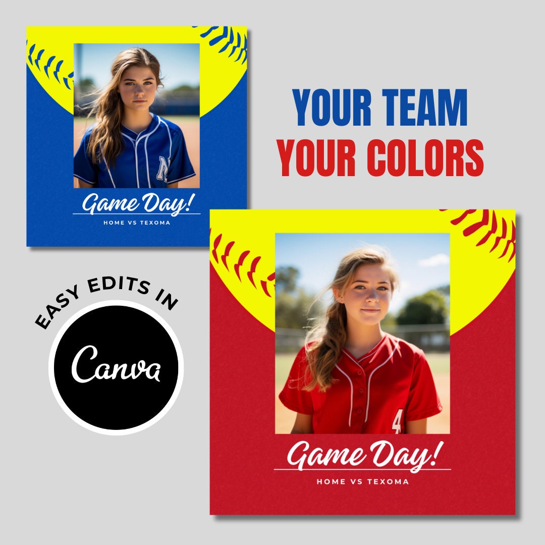 Softball Social Media Templates: Canva Kit for Teams (digital Download ...