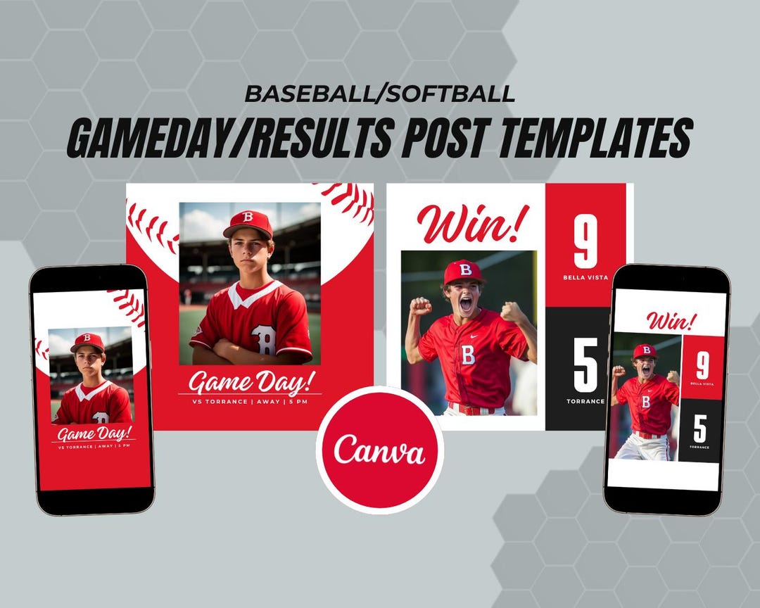 Game Day & Final Score Canva Template | Baseball or Softball Social ...