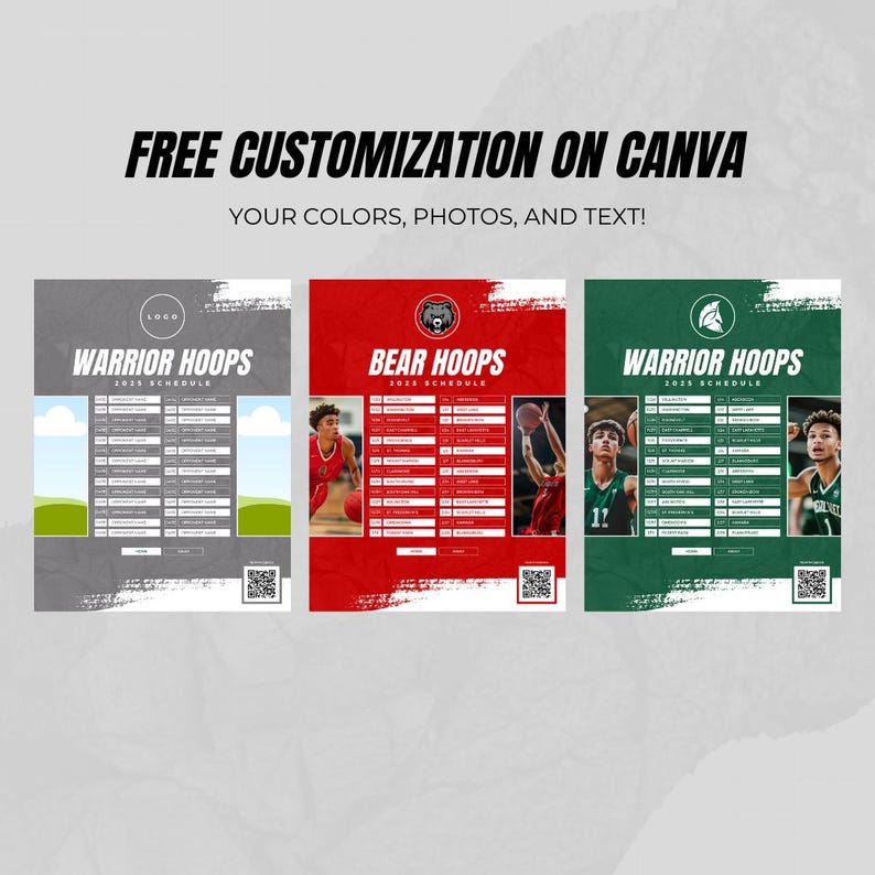 Custom Basketball Team Schedule Template: Canva Editable (digital ...