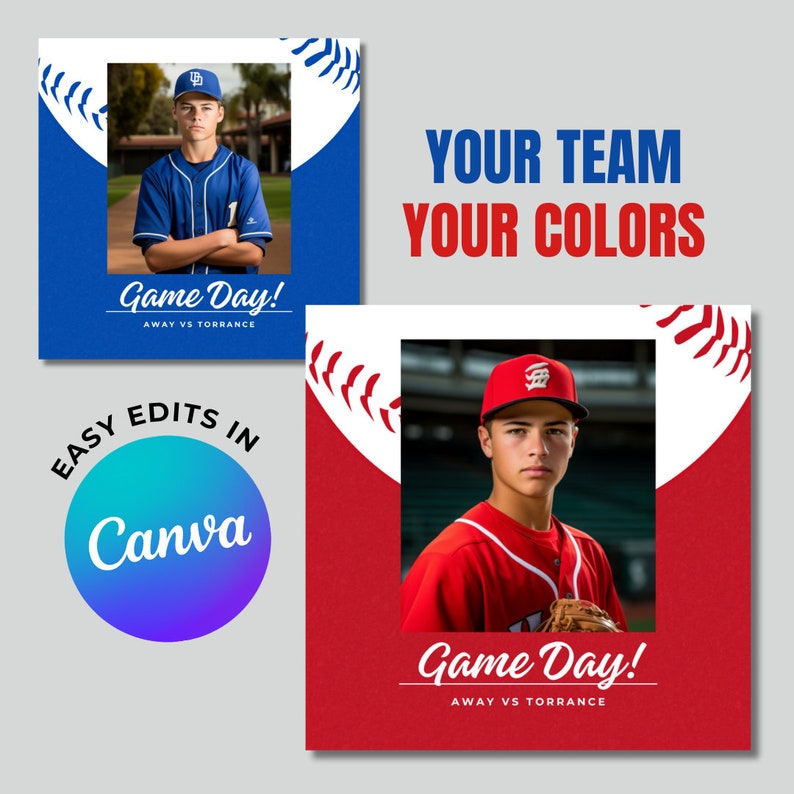 Baseball Canva Templates, Social Media Kit, Square Posts and Instagram ...