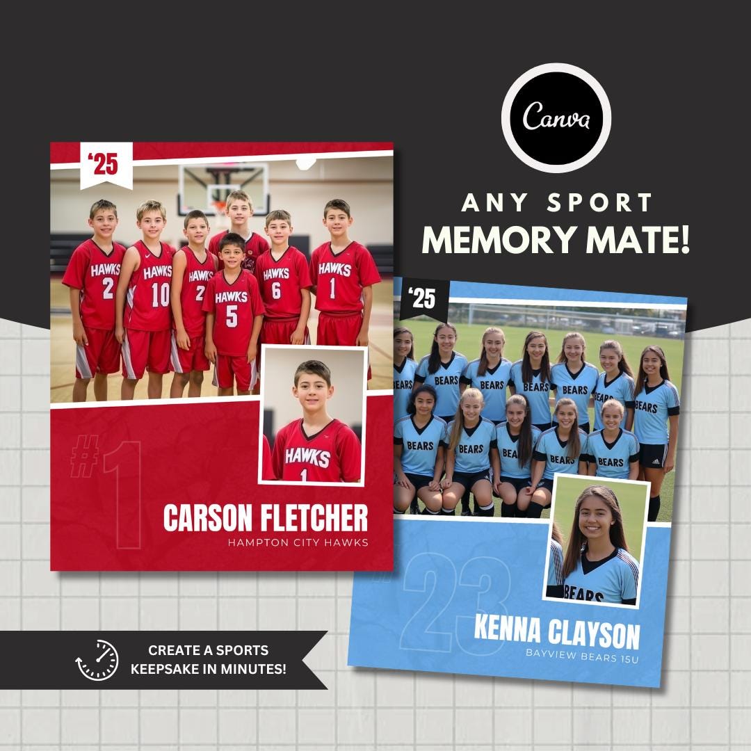 Sports Memory Mate Canva Template: Team Photo Keepsake (printable) - Etsy