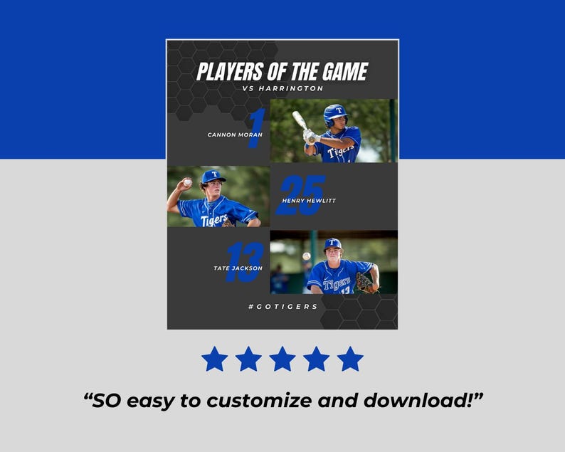 Baseball Social Media Templates: Canva Editable Design (digital ...