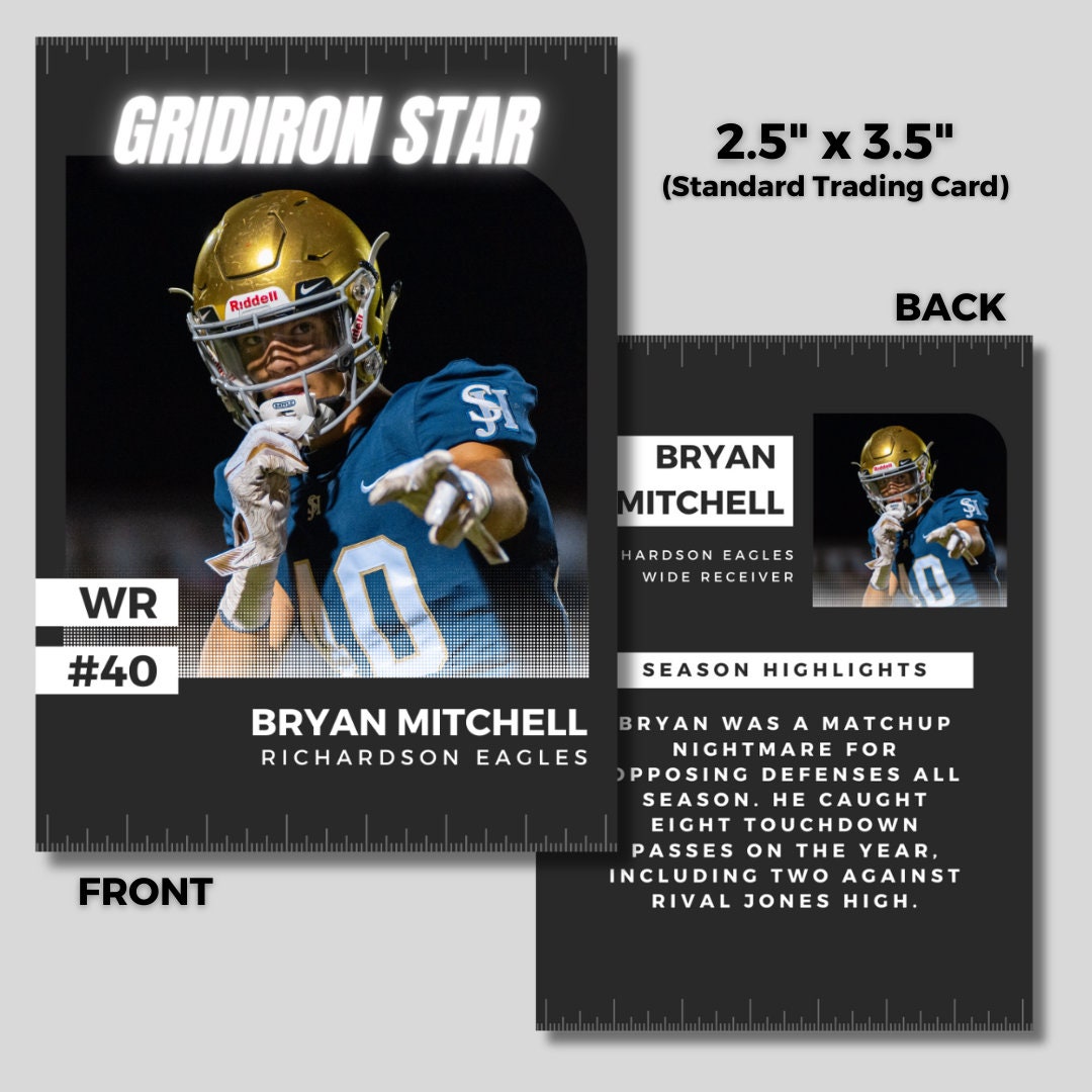 Football Card Custom, Create Your Own, Sports Trading Card, Editable ...