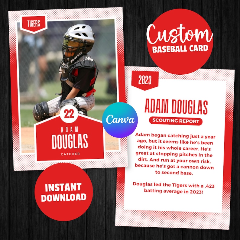 Custom Baseball Card Canva Template: Editable Sports Design (digital ...