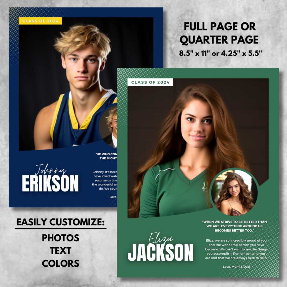 Sports Yearbook Ad Canva Template: Senior Athlete Tribute (downloadable ...