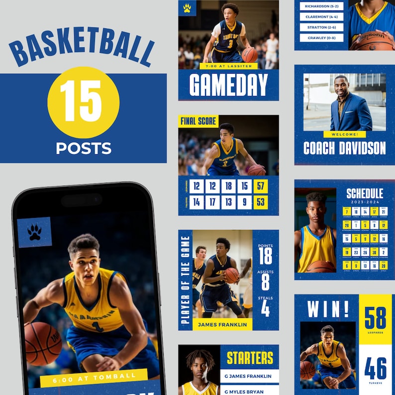 15 Basketball Canva Templates, Sports Social Media, Instagram Templates ...