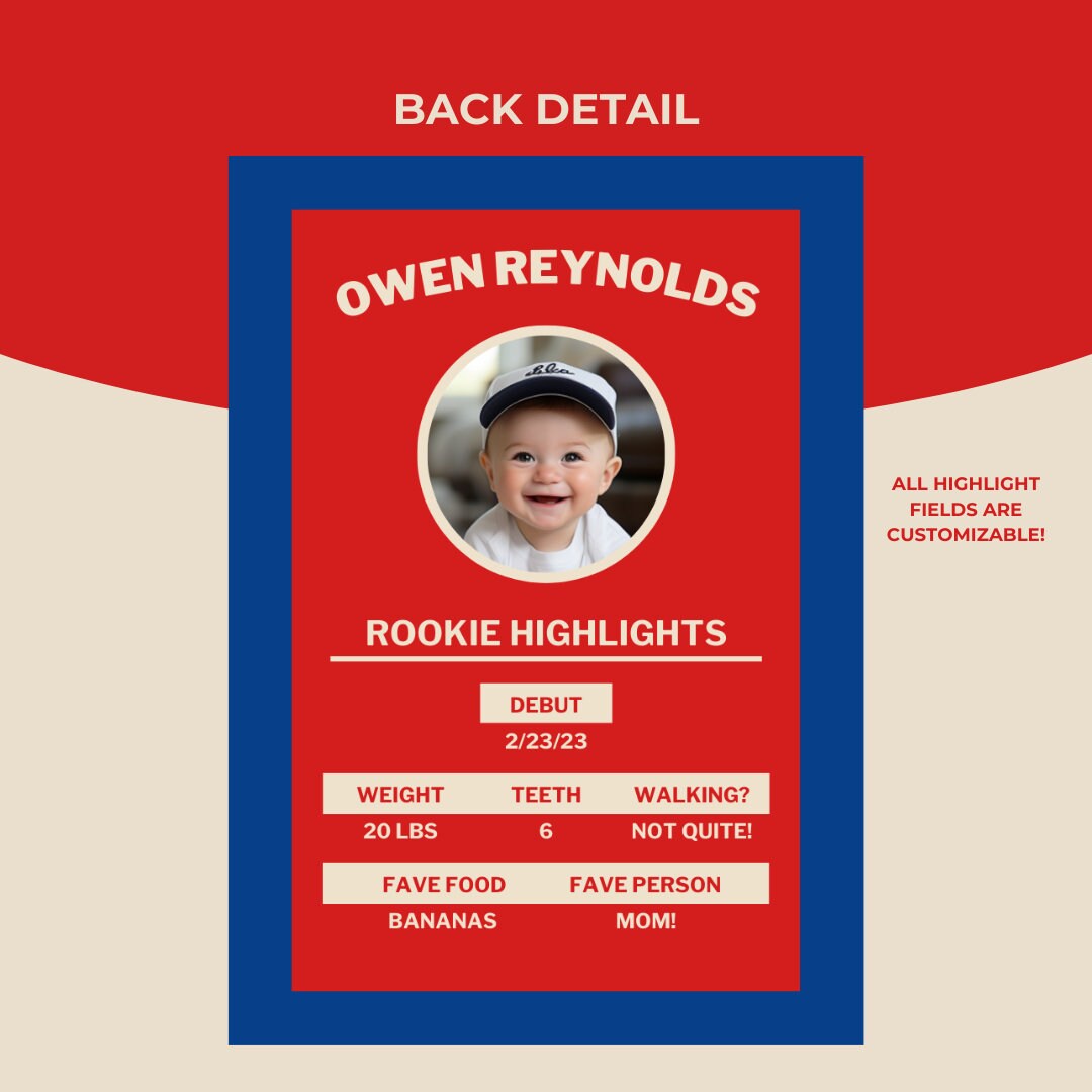 Baby Rookie Card Template: Baseball 1st Birthday (canva Edit) - Etsy