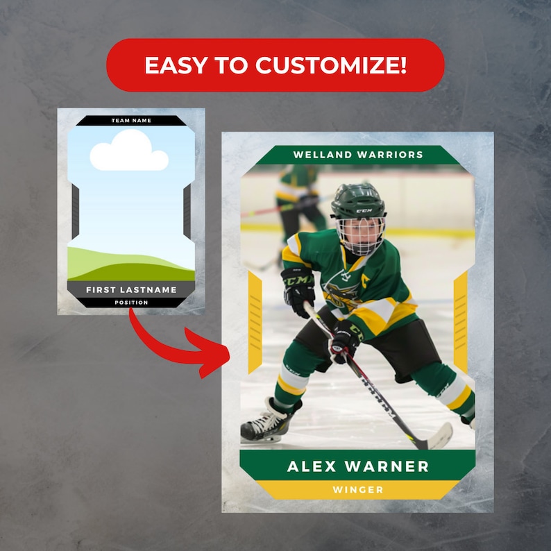 Custom Hockey Card Canva Template: Personalized Athlete Gift (printable ...