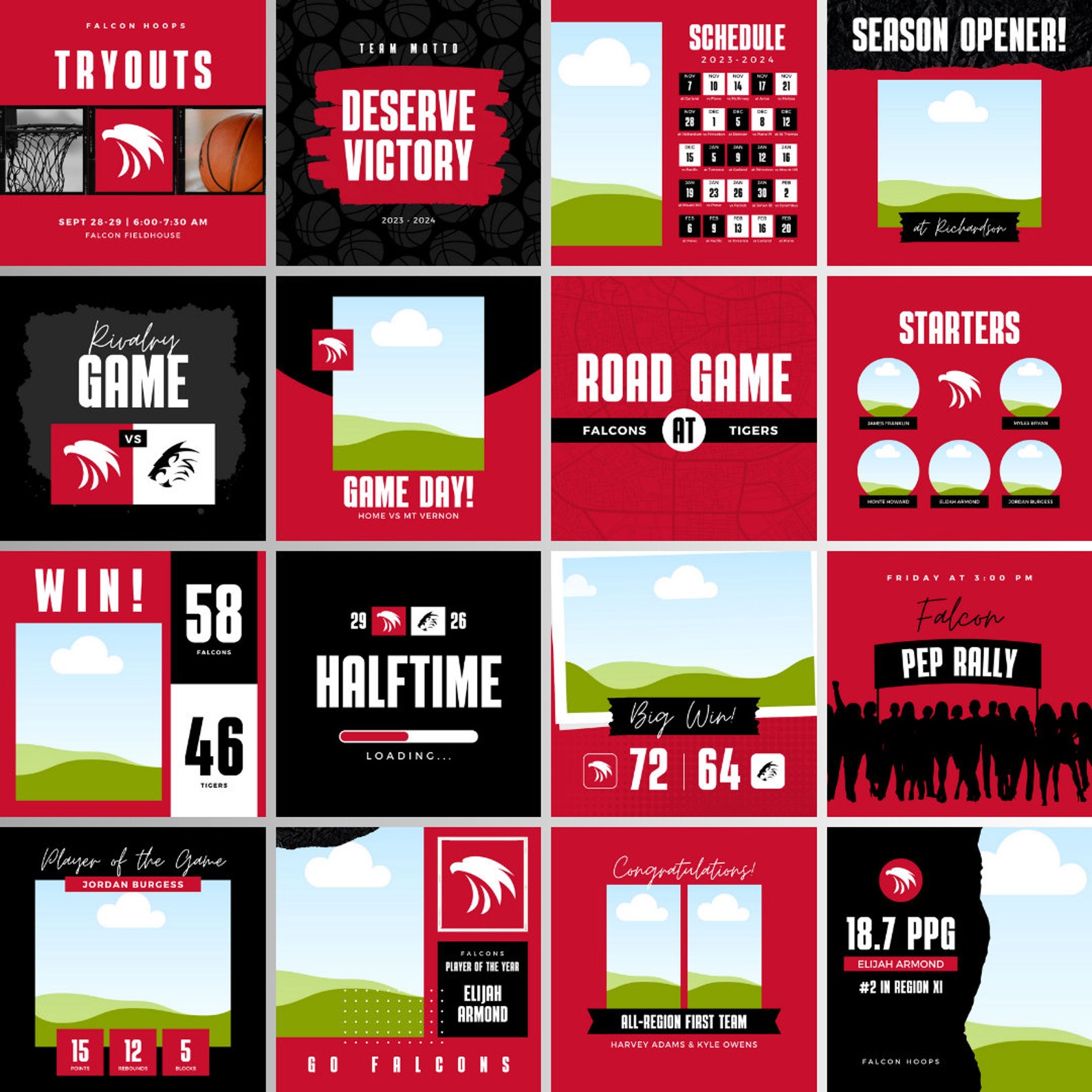 Basketball Canva Templates, Social Media Posts, Instagram Bundle ...