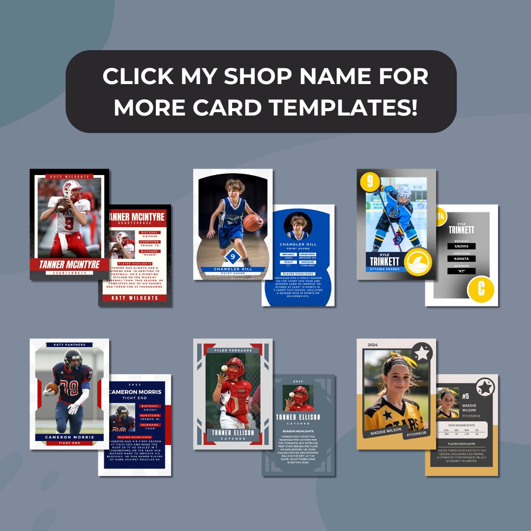 Custom Hockey Card Template: Drag & Drop Canva Design (printable) - Etsy