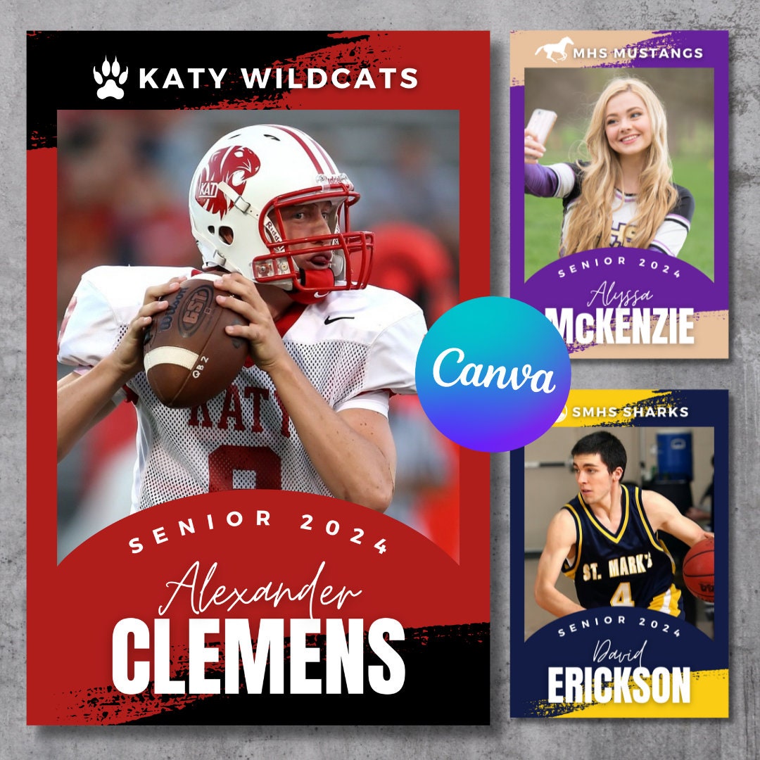 Senior Athlete Banner: High School Sports Canva Template (digital ...
