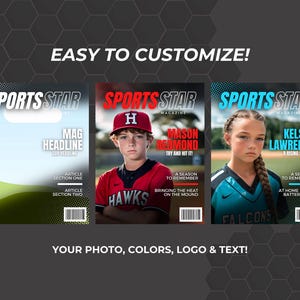 Sports Magazine Cover Template: Athlete Highlight, Canva (digital ...