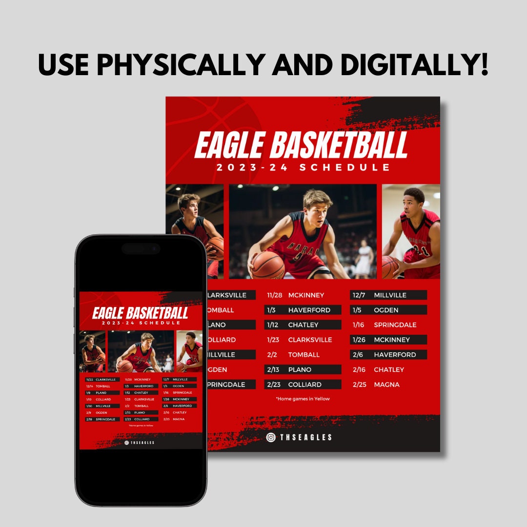 Basketball Team Canva Template Bundle, Season Schedule & Game Flyer ...