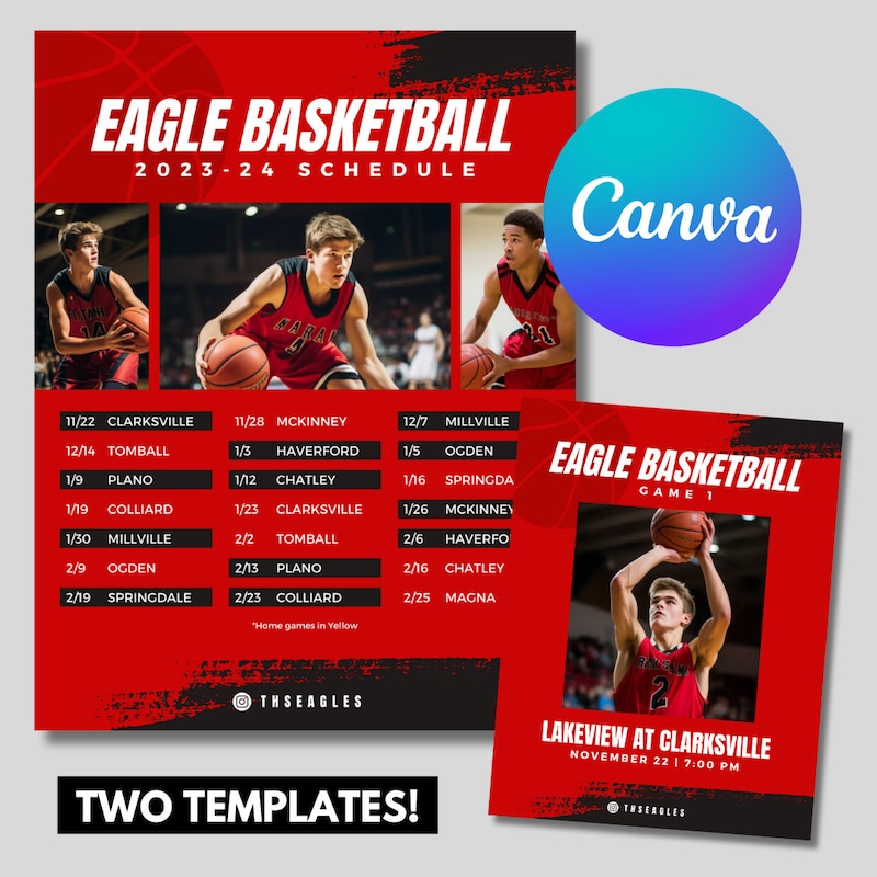 Basketball Schedule Template - Etsy