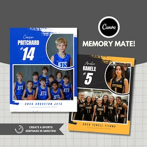 Memory Mate Canva Template, Basketball, Season Keepsake, Athlete Player ...