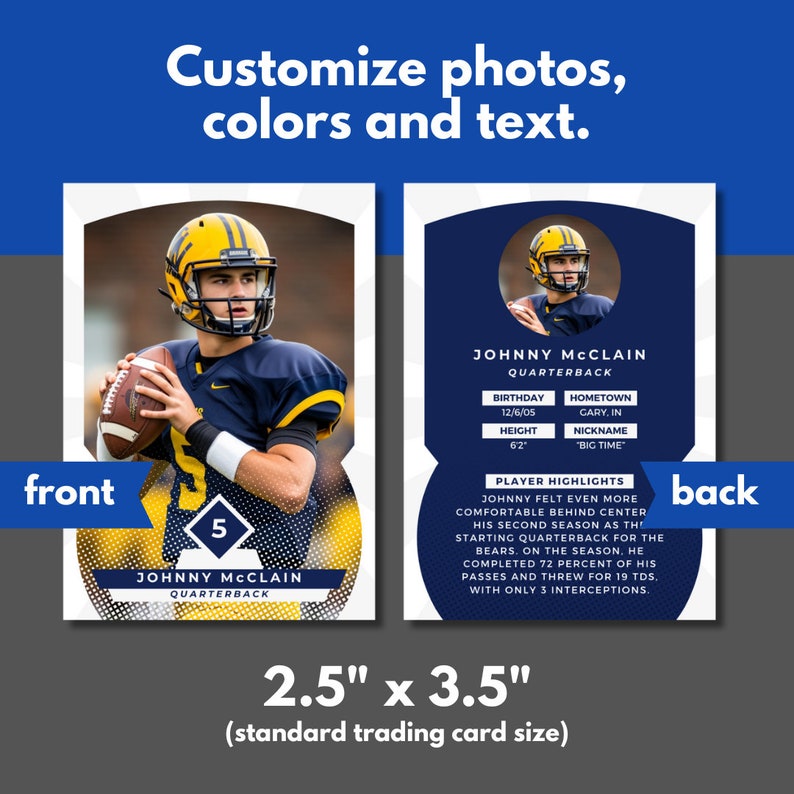 Custom Sports Card Template: Personalized Athlete Trading Card (canva ...