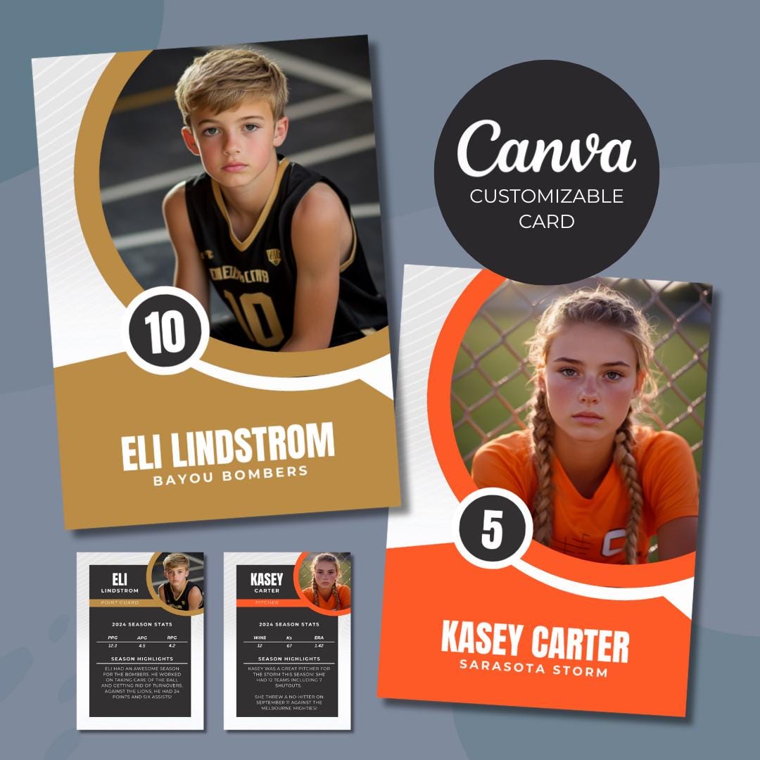 Custom Sports Card Template Canva: Athlete Trading Card (printable) - Etsy