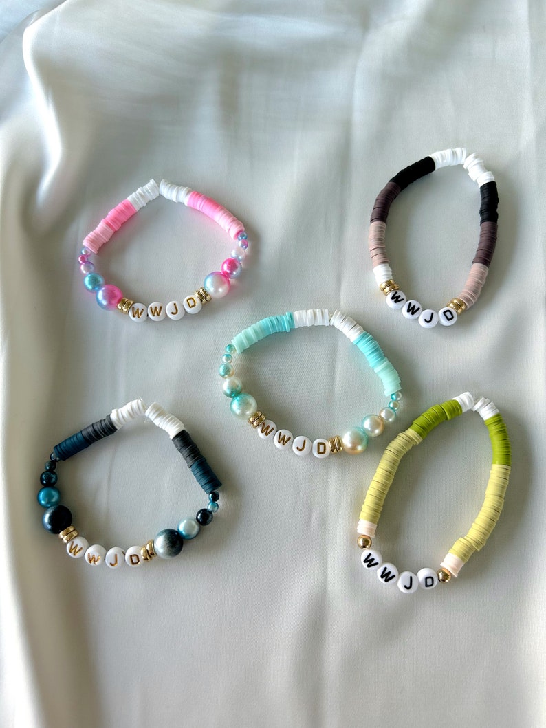 Handmade WWJD Clay Bead Bracelet - Etsy