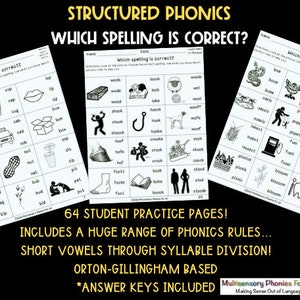 Structured Phonics: Which Spelling is Correct? Phonics Rules Practice ...