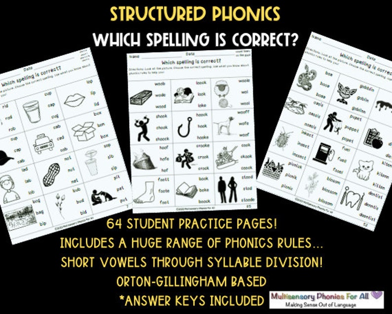 Structured Phonics: Which Spelling is Correct? Phonics Rules Practice ...