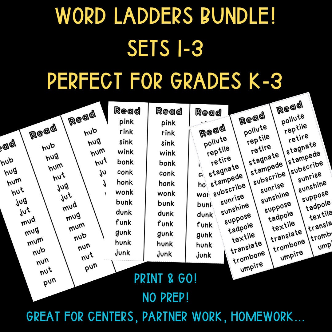 Word Ladders Grades K-3 sets 1-3 BUNDLE Orton-gillingham/structured ...