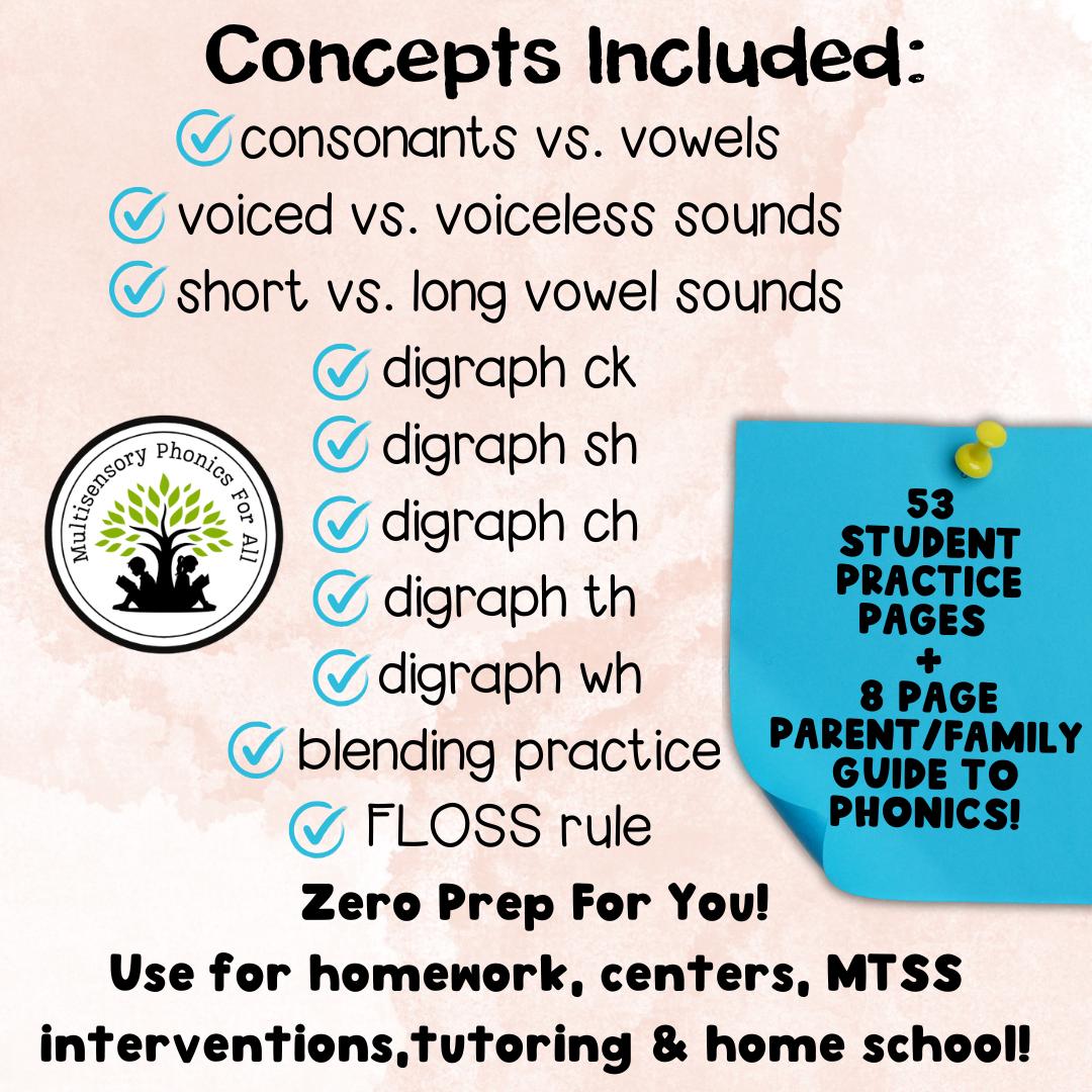Structured Phonics Rules Student Practice Workbook #1- (answer Key ...