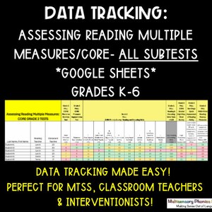 Data Tracking- ALL Tests in Assessing Reading: Multiple Measures/core K ...