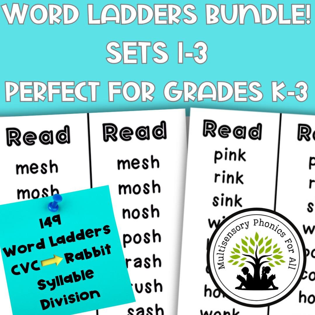 Orton-gillingham Word Ladders K-3 Bundle: Phonics & Decoding - Etsy